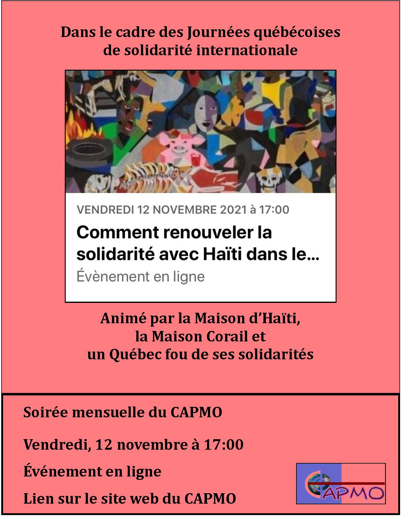 Comment renouveler la solidarité avec Haïti dans le contexte actuel - CAPMO